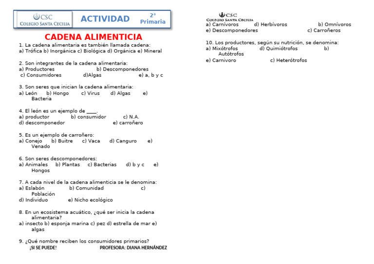 Ac - Cadena Alimenticia - 2° | PDF