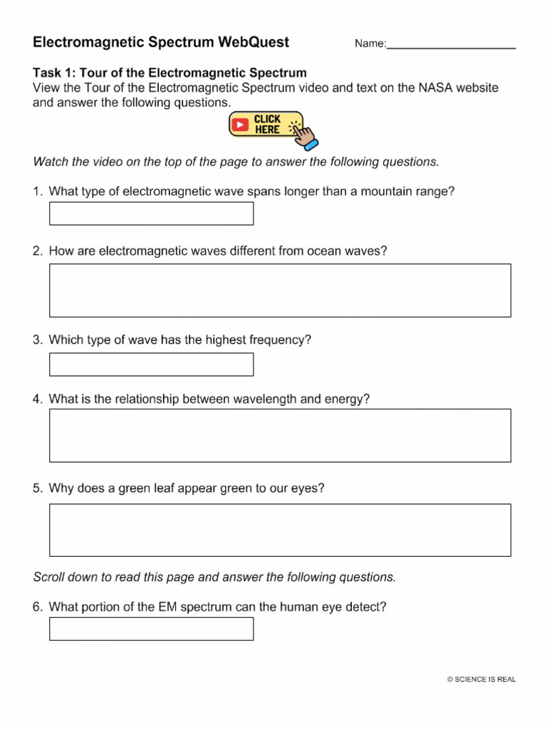 Copy of Electromagnetic Spectrum Webquest | PDF