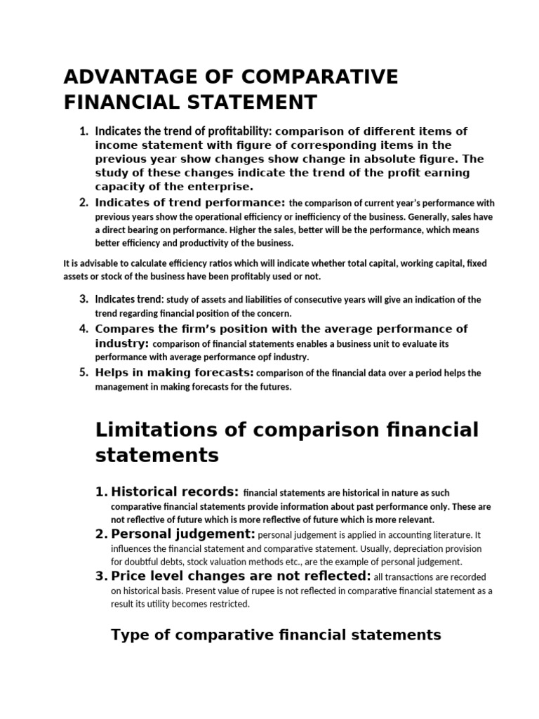 Advantage of Comparative Financial Statement | PDF