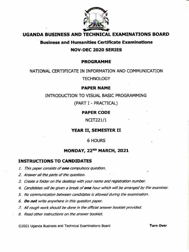 Introduction To Visual Basic Programming (Practical) | PDF