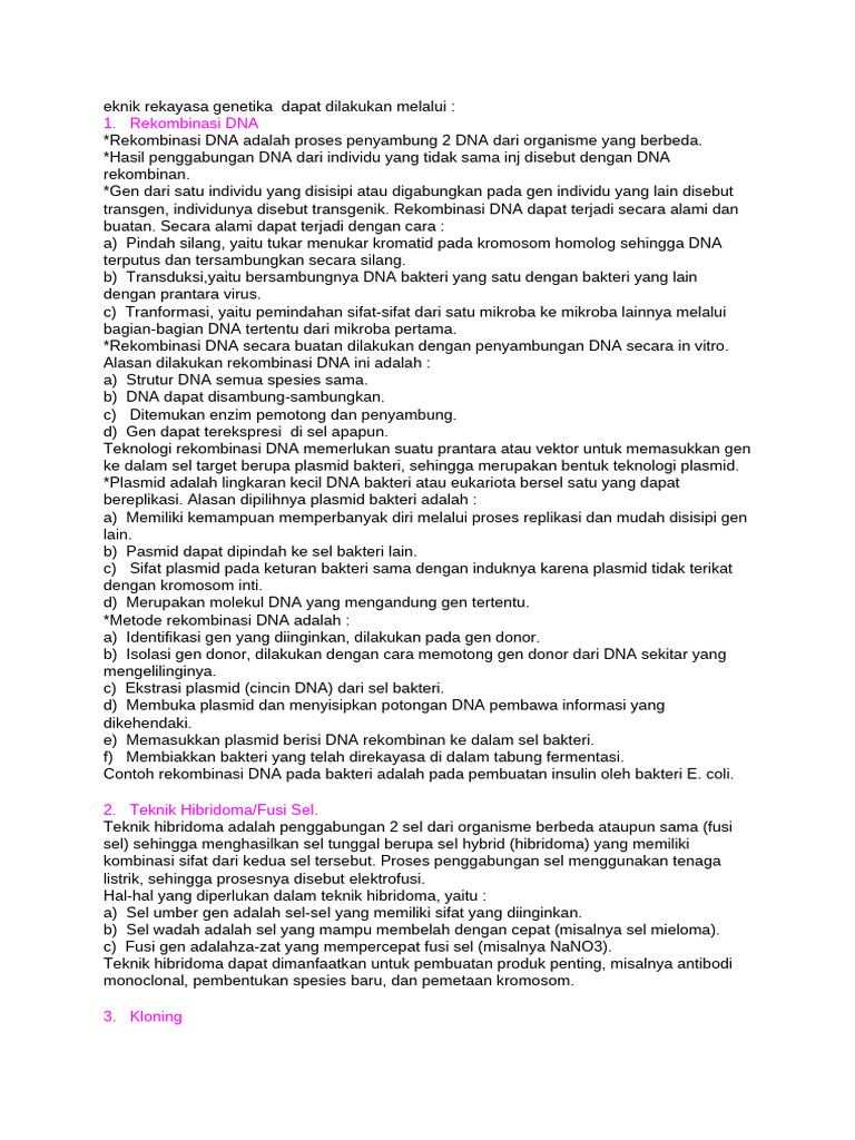 Eknik Rekayasa Genetika | PDF