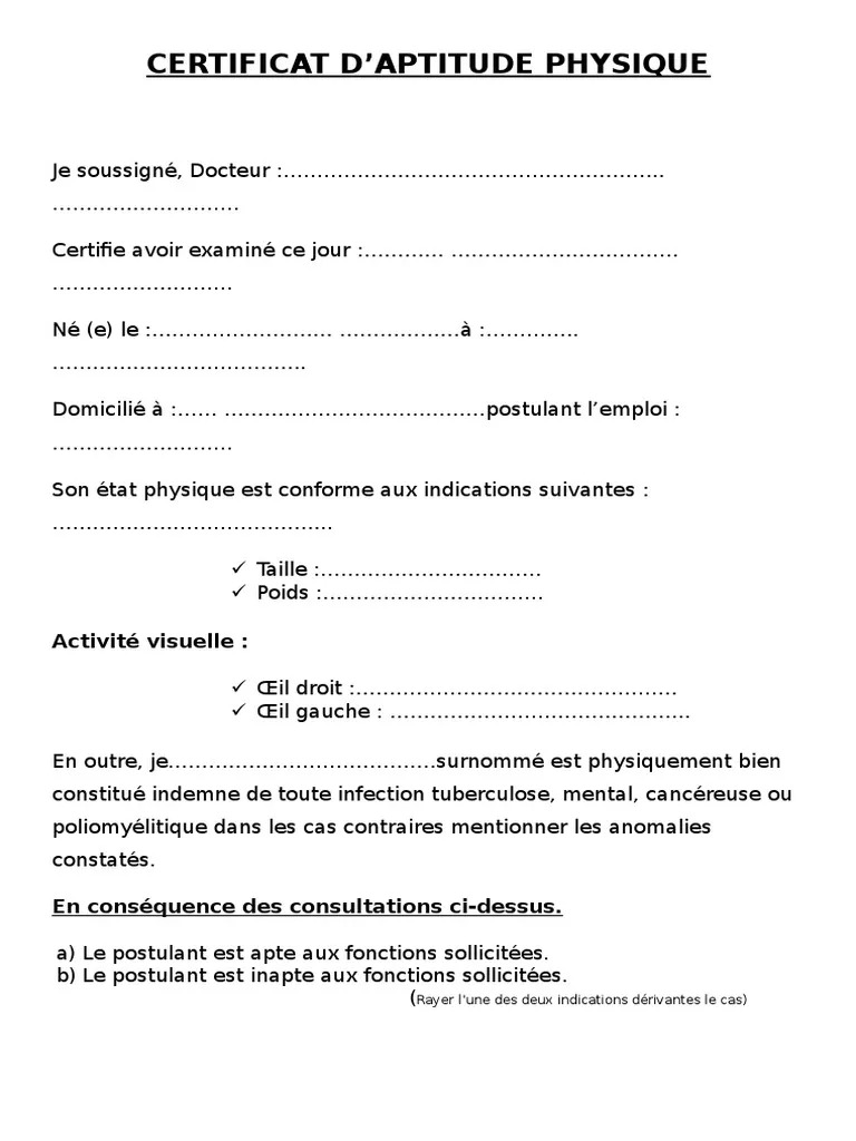 CERTIFICAT D'aptitude Physique | PDF
