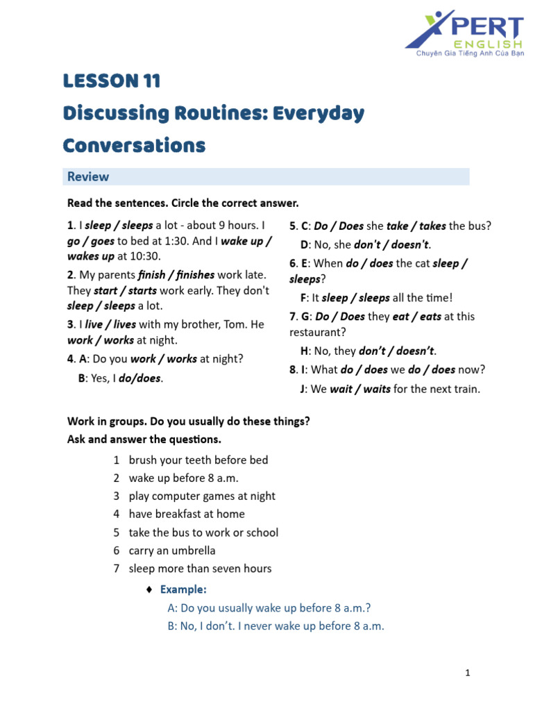 Everyday Conversations: Routines and Jobs | PDF