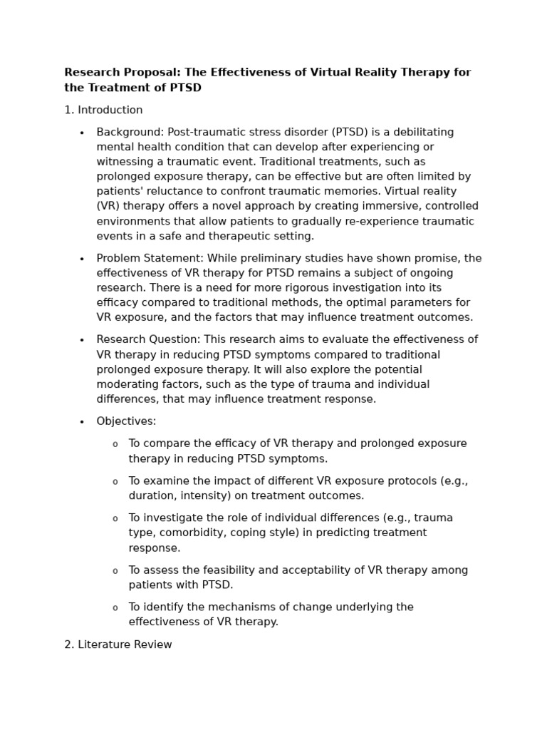 VR Therapy for PTSD: Research Proposal | PDF | Psychological Trauma ...