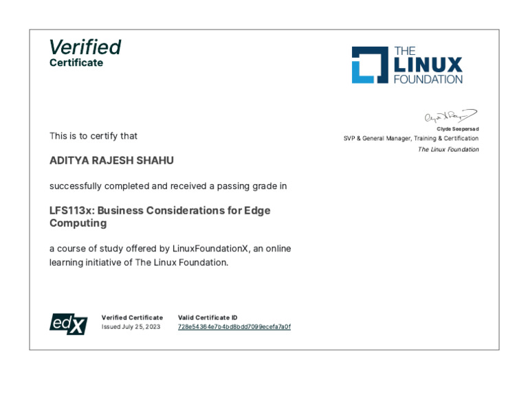 LinuxFoundationX LFS113x Certificate - EdX | PDF