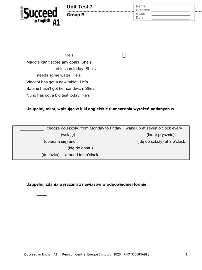 A1 Unit 7 Test for English Class | PDF | Cuisine | Eating Behaviors Of ...