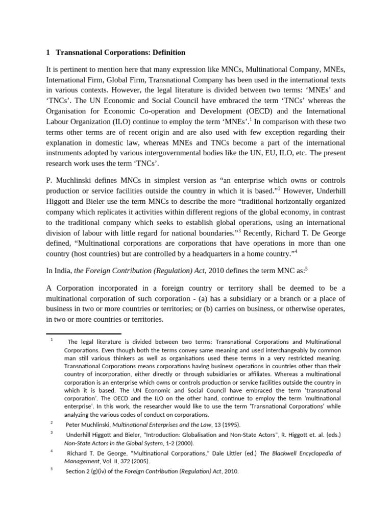 Def Origin and Development of Transnational Companies | PDF ...