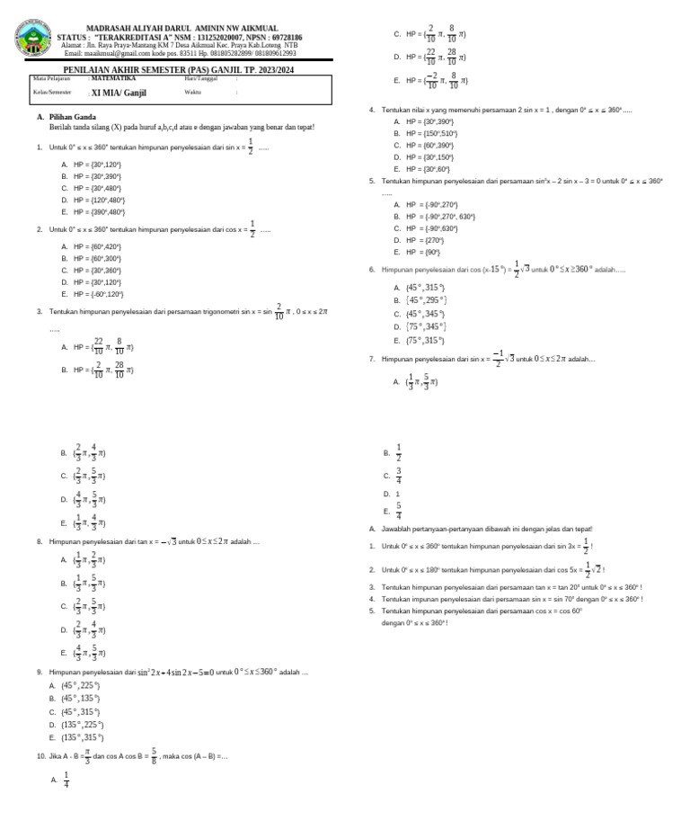 Contoh Format File Soal Ujian-Ok | PDF