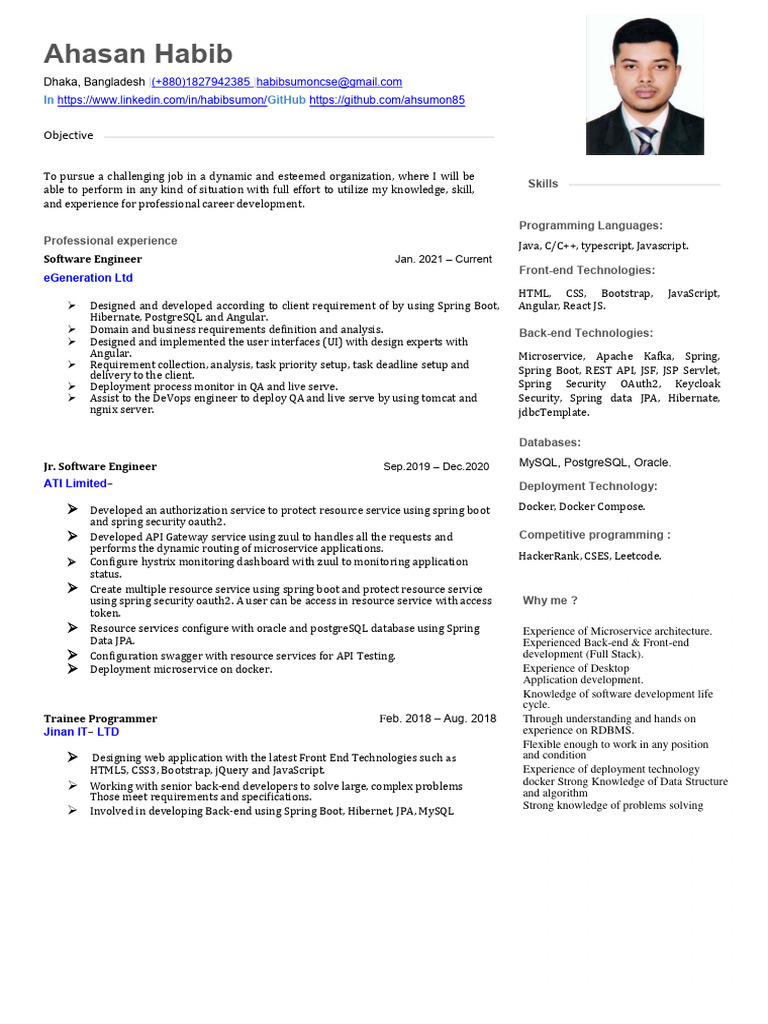 Ahasan Habib CV - 220907 - 114932 | PDF | Computer Science | Software