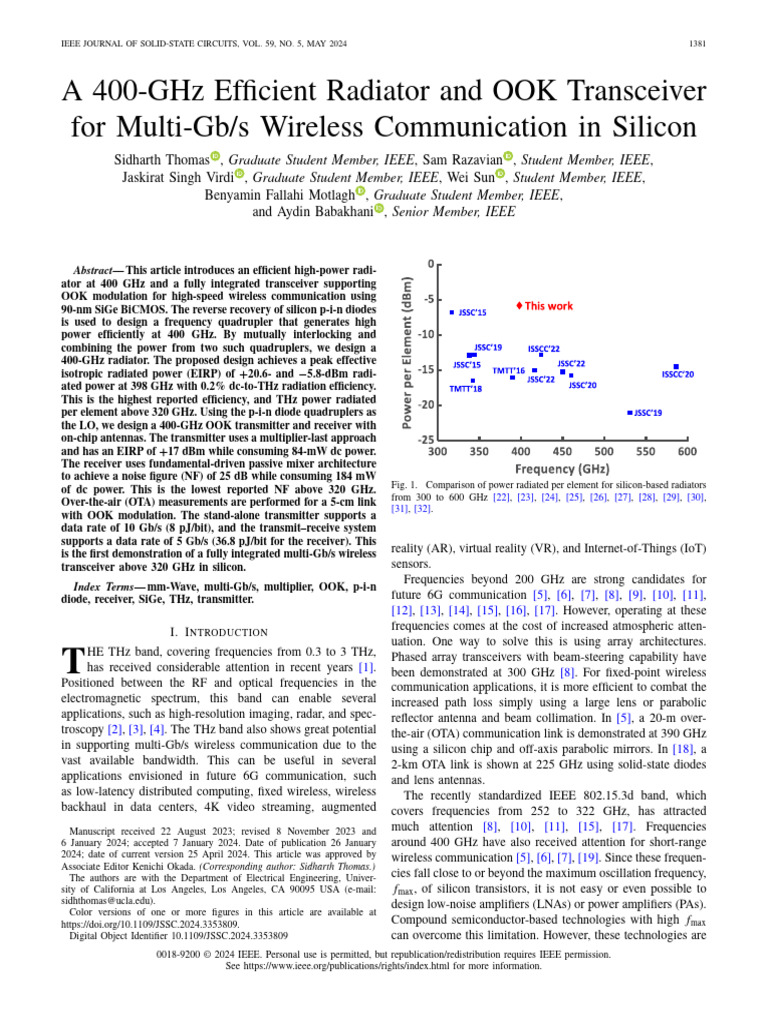 A 400-GHz Efficient Radiator and OOK Transceiver For Multi-Gb S ...