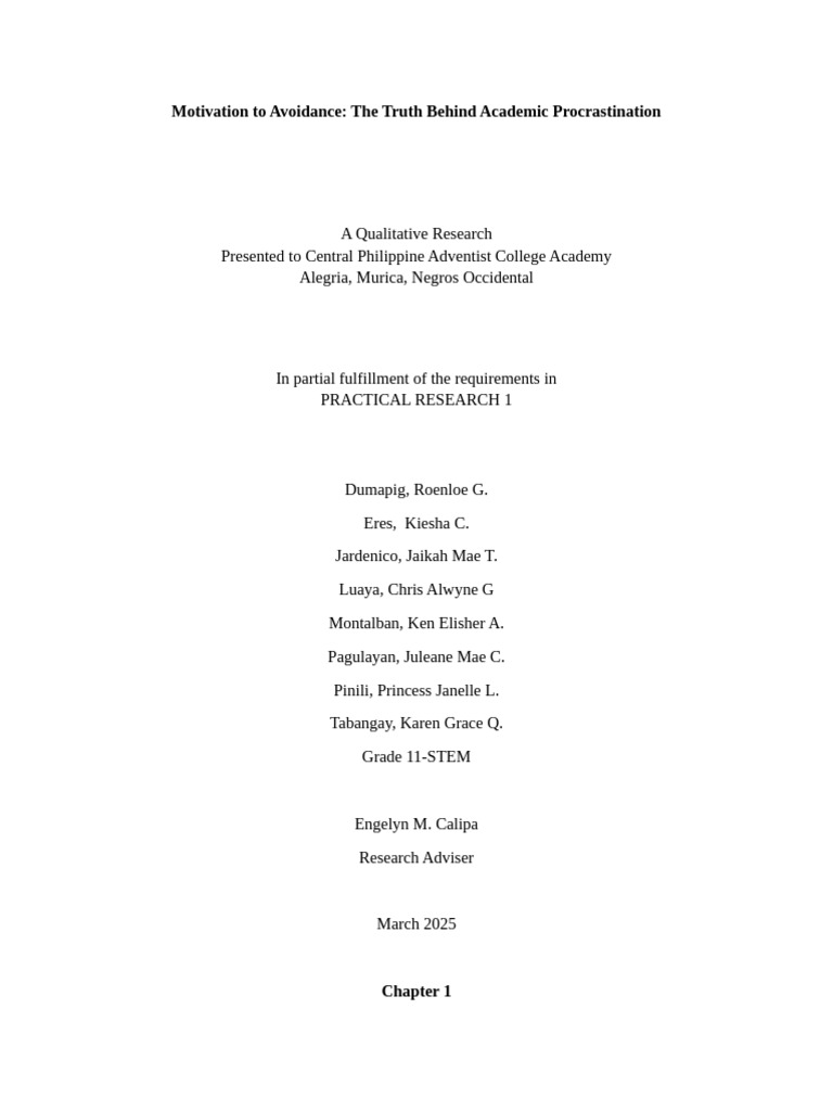 Chapter 1 3 Motivation To Avoidance The Truth Behind Academic ...