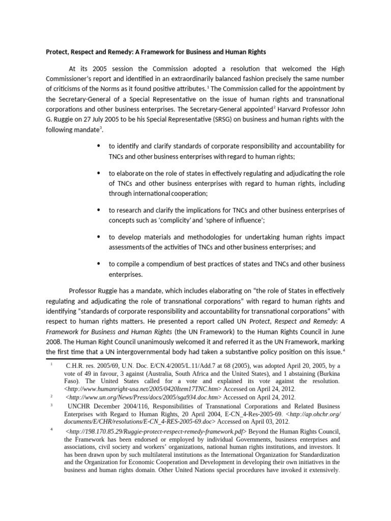 Protect, Respect and Remedy A Framework For Business and Human Rights | PDF | Human Rights ...
