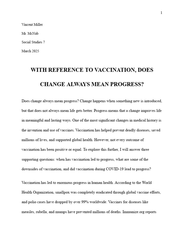 FINAL VERSION - With Reference To Vaccination, Does Change Always Mean ...