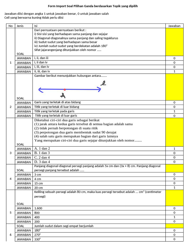 Soal Matematika Kls 7 Kumer B Srikaton-1 | PDF