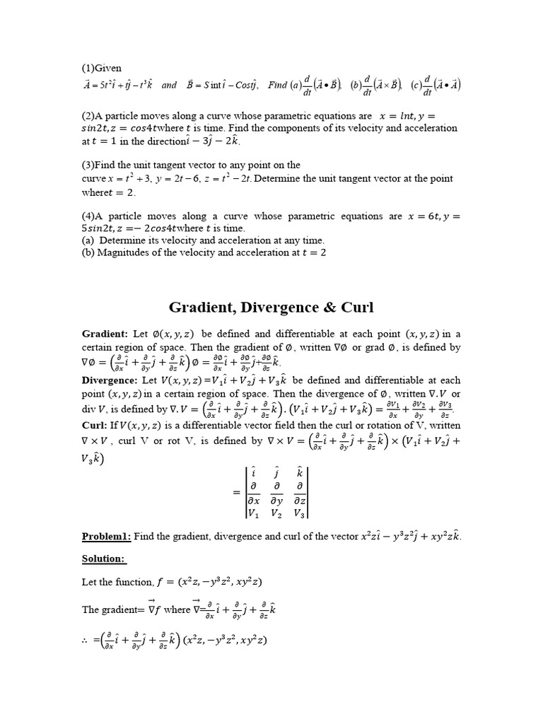 Gradient, Divergence &Curl | PDF | Acceleration | Gradient