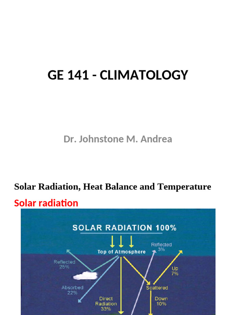 GE 141 - Lecture 2 Solar Radiation and Heat Balance | PDF | Atmosphere ...