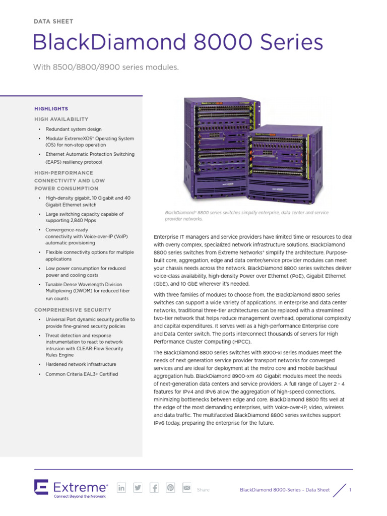 Extreme BD8000 Data Sheet | PDF | Computer Network | Network Switch