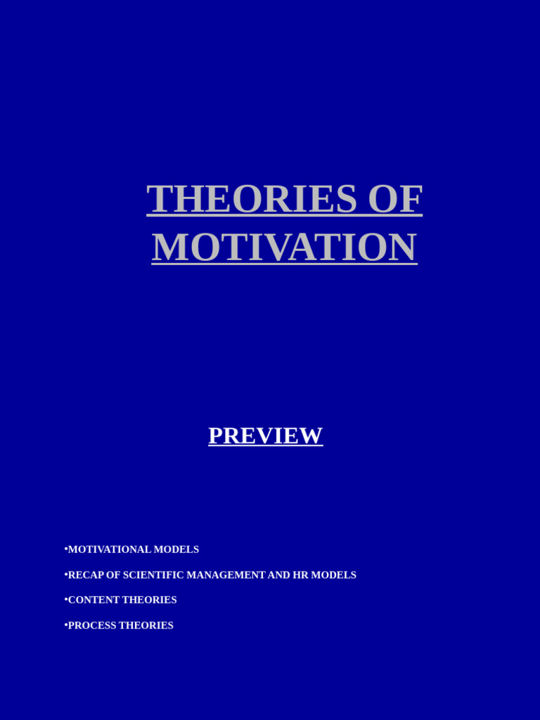 0 Theories of Motivation | PDF | Motivational | Motivation