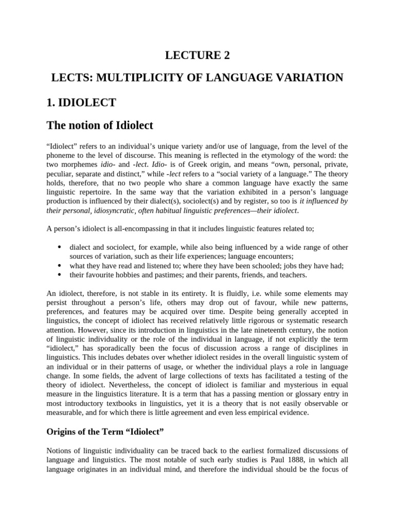 Lecture 2 Lects in Language Variation | PDF | English Language | Linguistics