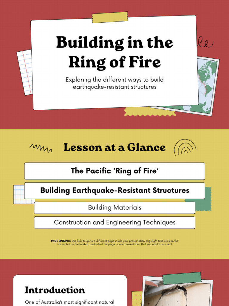 Building in The Ring of Fire Education Presentation in Red White Neat ...