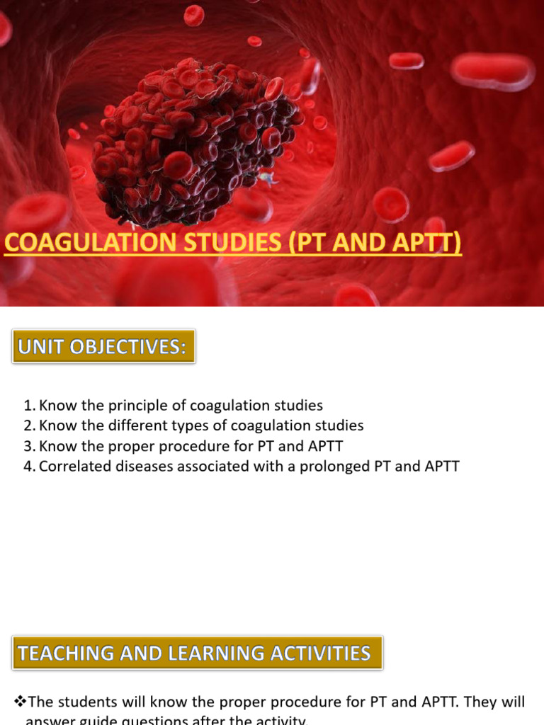 Hem312 Week 10 and 11 Lab - Coagulation Studies | PDF | Coagulation ...