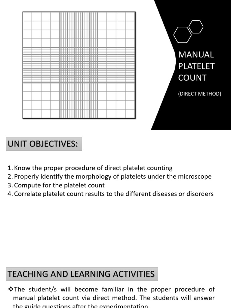 HEM312 WEEK 3 LAB - Manual Platelet Count (Direct Method) | PDF ...