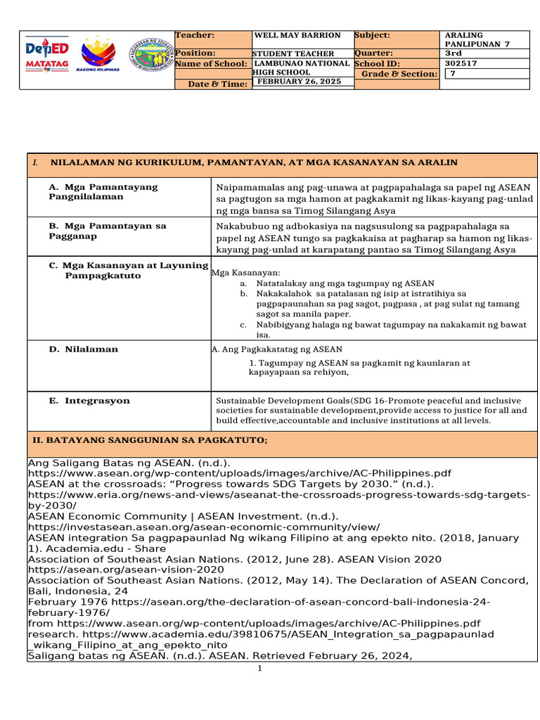 DLL Quarter 4 For Tagumpay | PDF