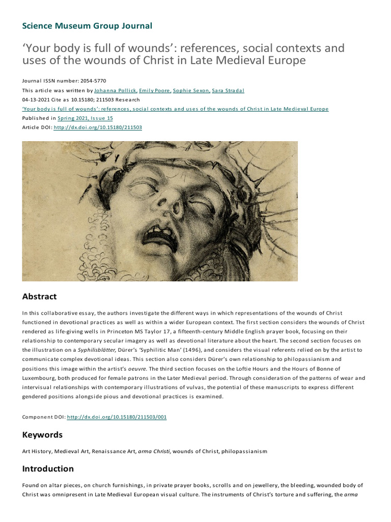 Your Body Is Full of Wounds References S | PDF | Jesus | Albrecht Dürer