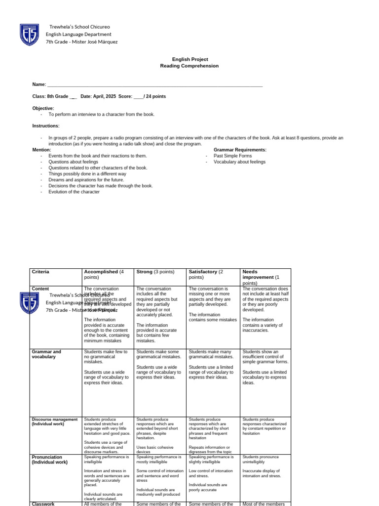 9th Reading Comprehension | PDF | Vocabulary | Grammar