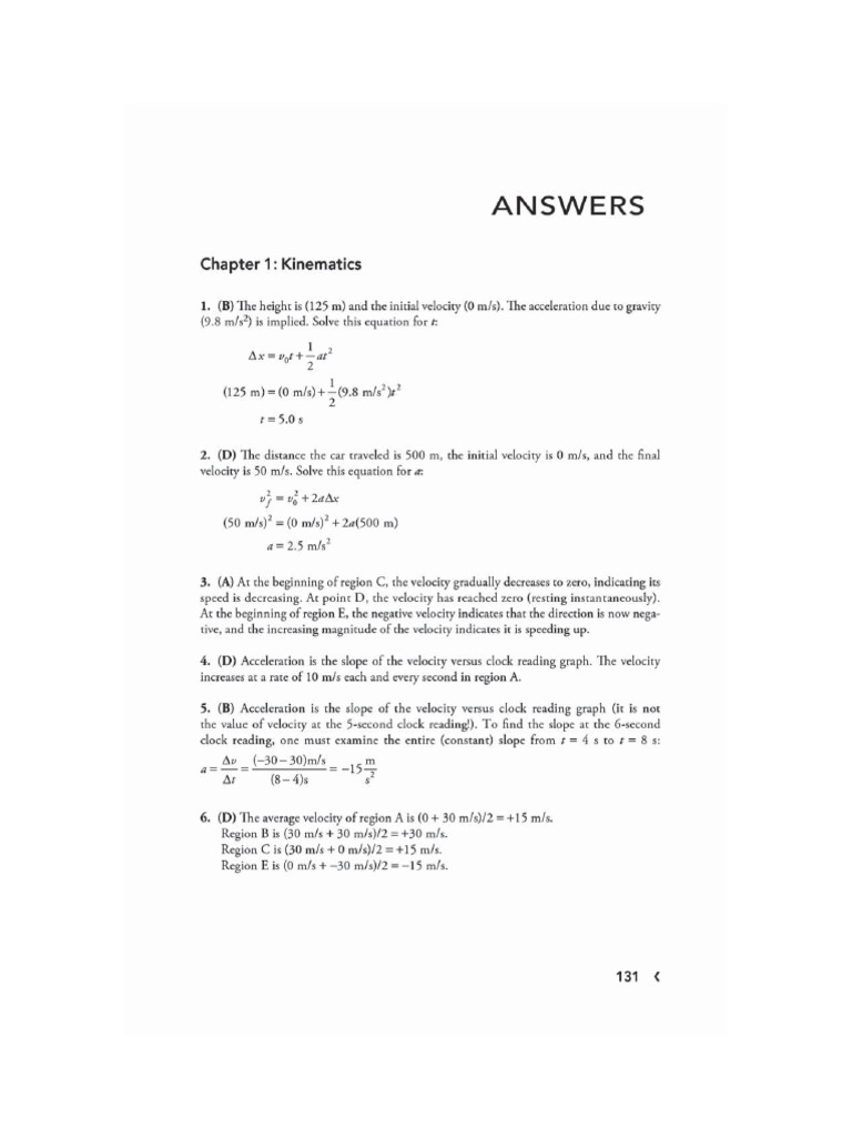 500 AP Physics 1 Questions (Chapter 1) (1 to 6 Answers) | PDF