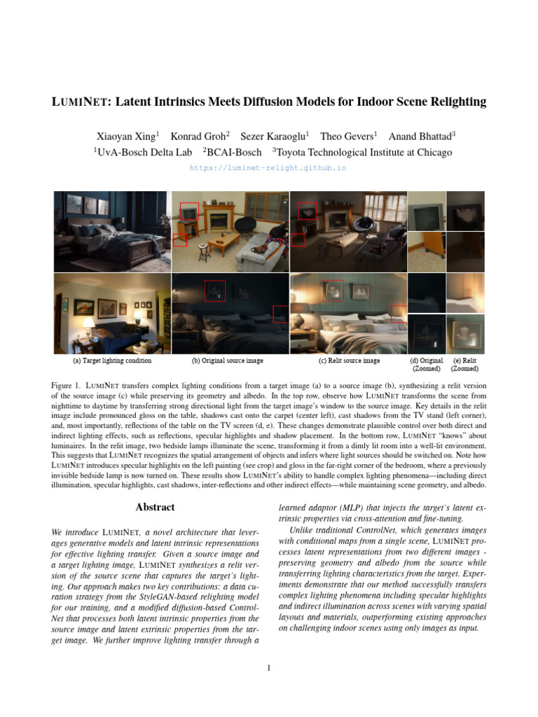 LUMINET_Diffusion_Models_Indoor_Scene_Relighting | PDF | Lighting | Shadow