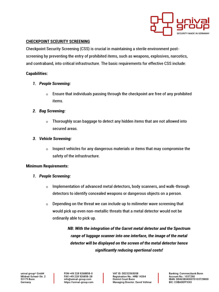 Checkpoint Screening Solutions | PDF | Airport Security | Image Scanner