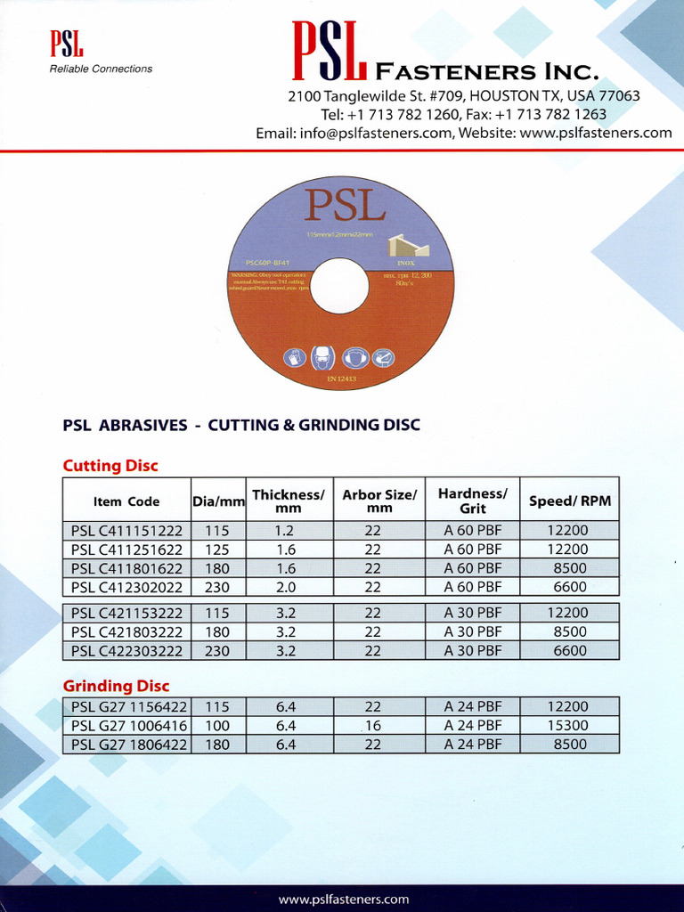 Cutting & Grinding Disc Catalog | PDF