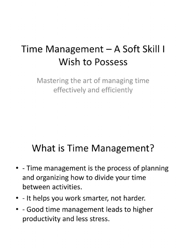 Time Management Soft Skill Presentation | PDF