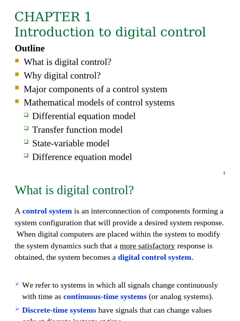 DCT-01_Intro to digital control | PDF | Discrete Time And Continuous Time | Control Theory
