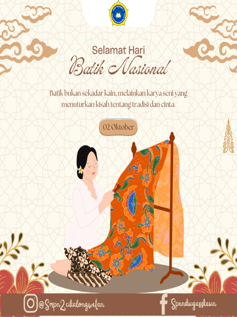 Krem & Oranye ilustrasi Hari Batik Nasional Quotes Instagram Post | PDF