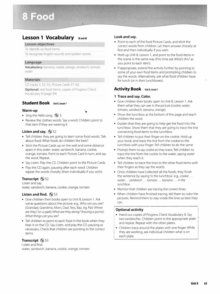 First Friends 1 - Teacher's Book - Unit 8 (v1.0) | PDF