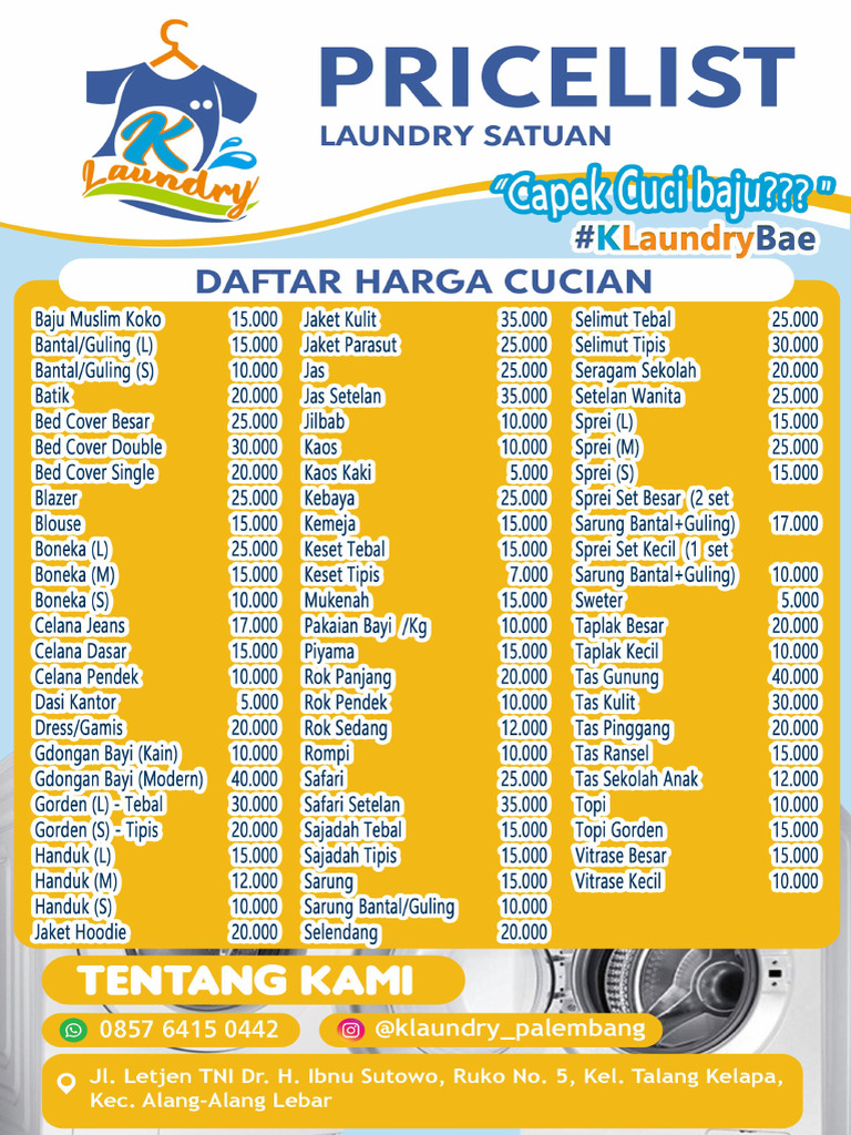 CETAK HARGA K Laundry | PDF