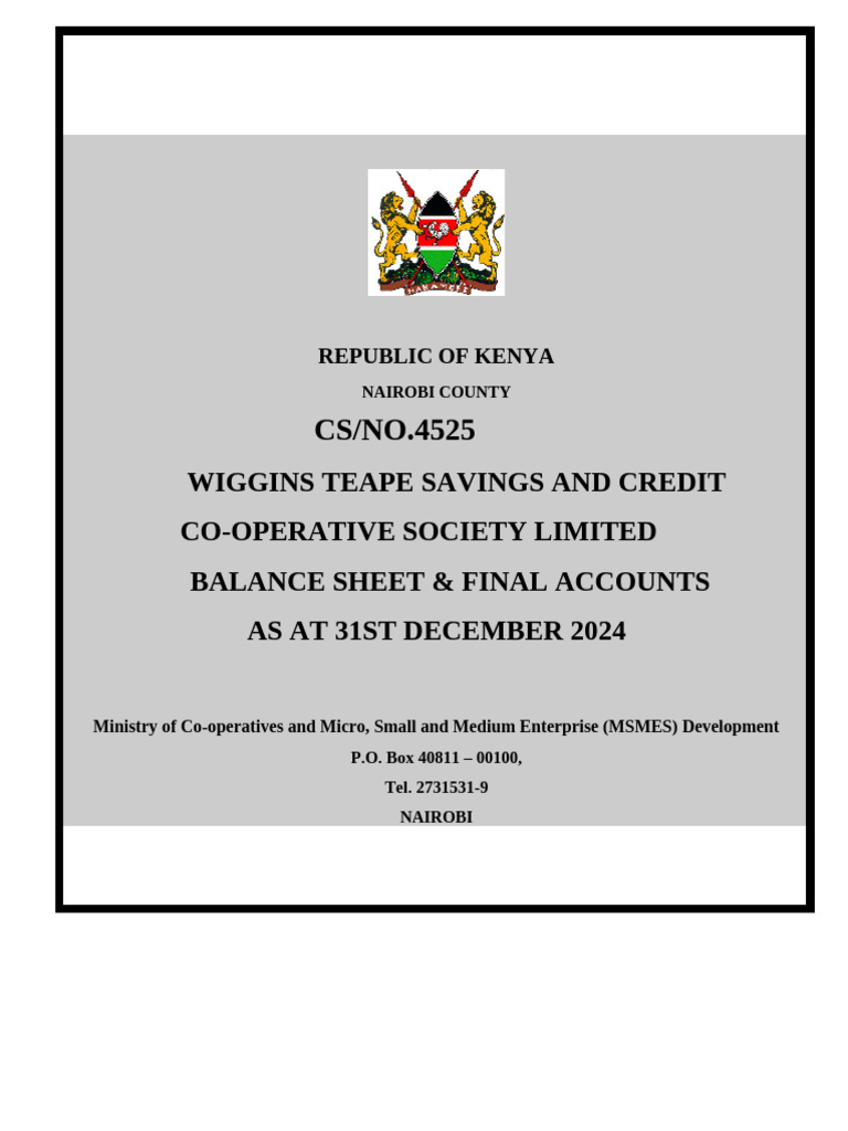 Wiggins Teape SACCO 2024 Financial Report | PDF | Audit | Internal Control