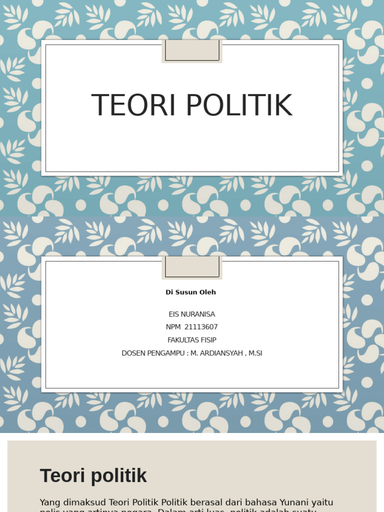 Teori Politik: Konsep dan Jenisnya | PDF