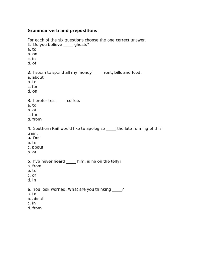 Grammar verb and prepositions bbc | PDF | Languages | Foreign Language Studies