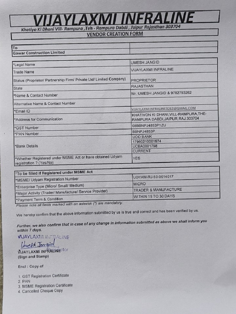 vijaylaxmi infraline | PDF