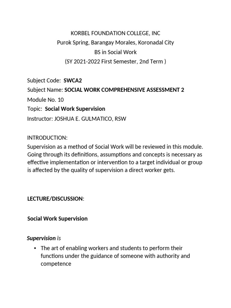 Social Work Supervision Overview | PDF | Social Work | Incentive