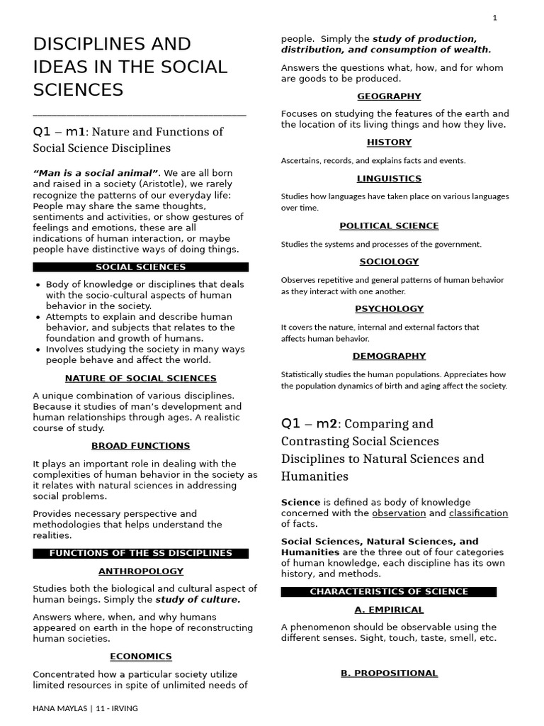G11 HUMSS Q1 Disciplines and Ideas in the Social Sciences | PDF | Jesus ...