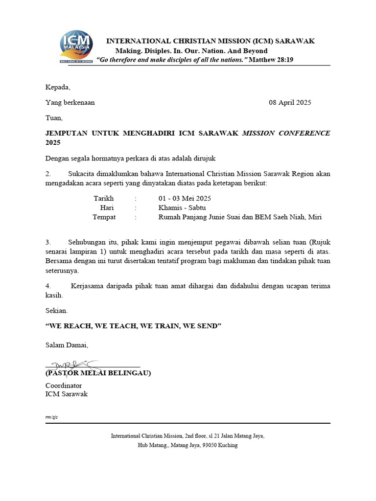 SURAT JEMPUTAN PESERTA CONFERENCE 2025 | PDF