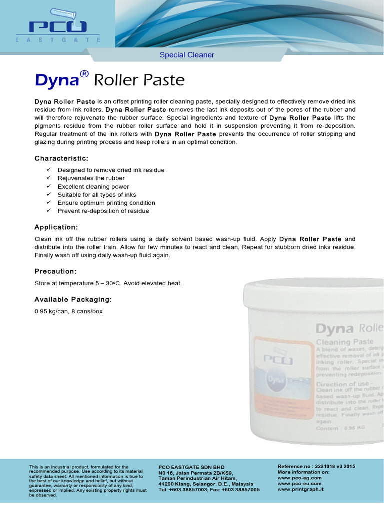 TDS 22108 Dyna Roller Paste v3 2015 | PDF