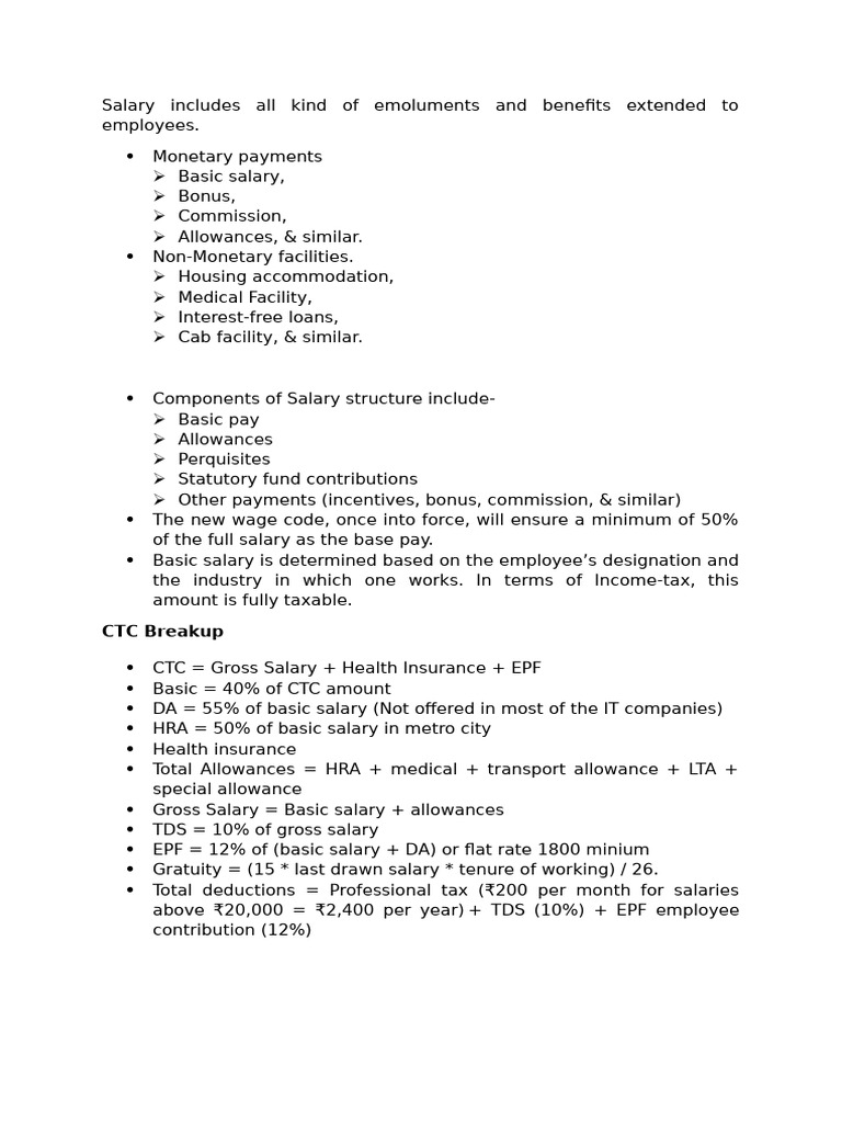 HR Gyaan - Salary Structure | PDF | Salary | Employment