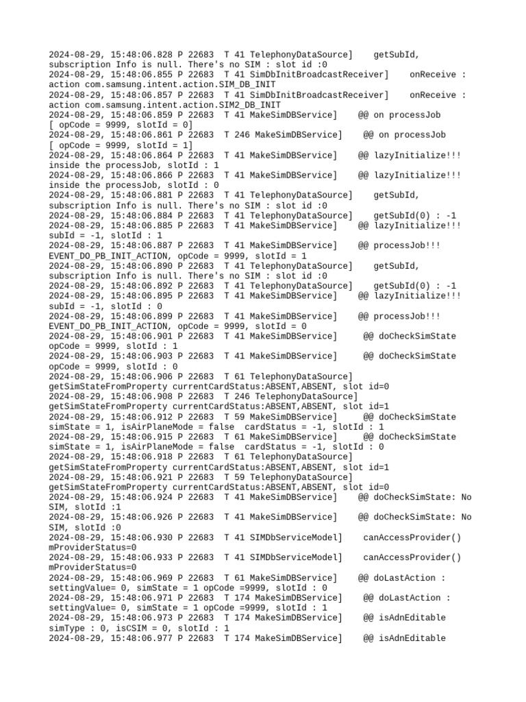 SIM Initialization and State Log | PDF