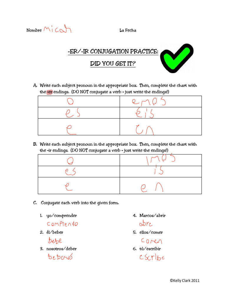 ER: IR Verbs - Practice | PDF