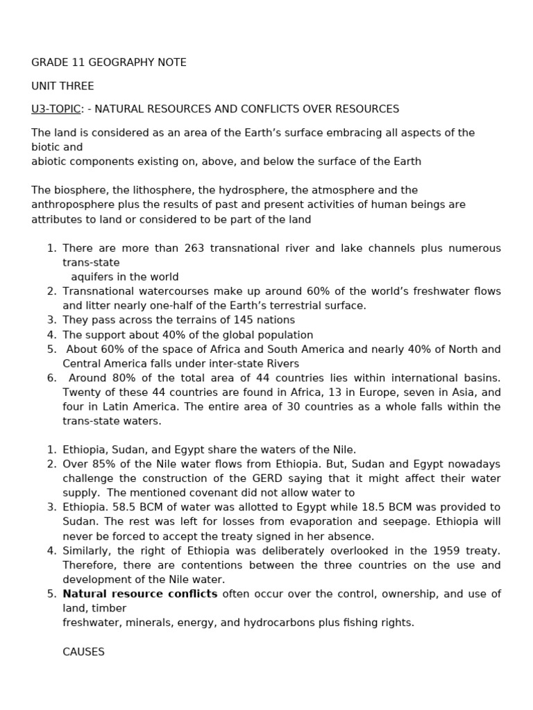 Natural Resources and Conflicts Overview | PDF | Soil | Agriculture